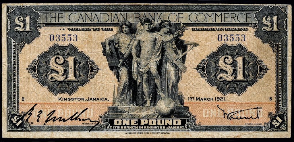The Canadian Bank of Commerce; 1921 1 Pound (Kingston, Jamaica) CH ...